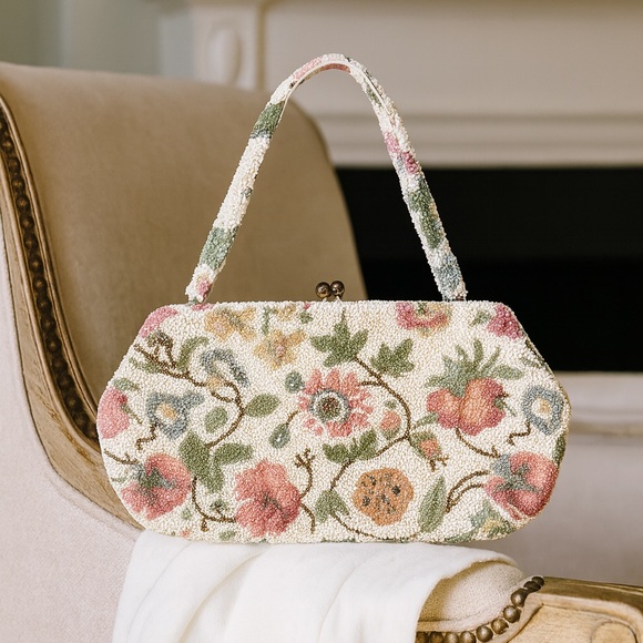 Magid | Bags | Vintage Magid Floral Handbeaded Bag With Strap Clean ...
